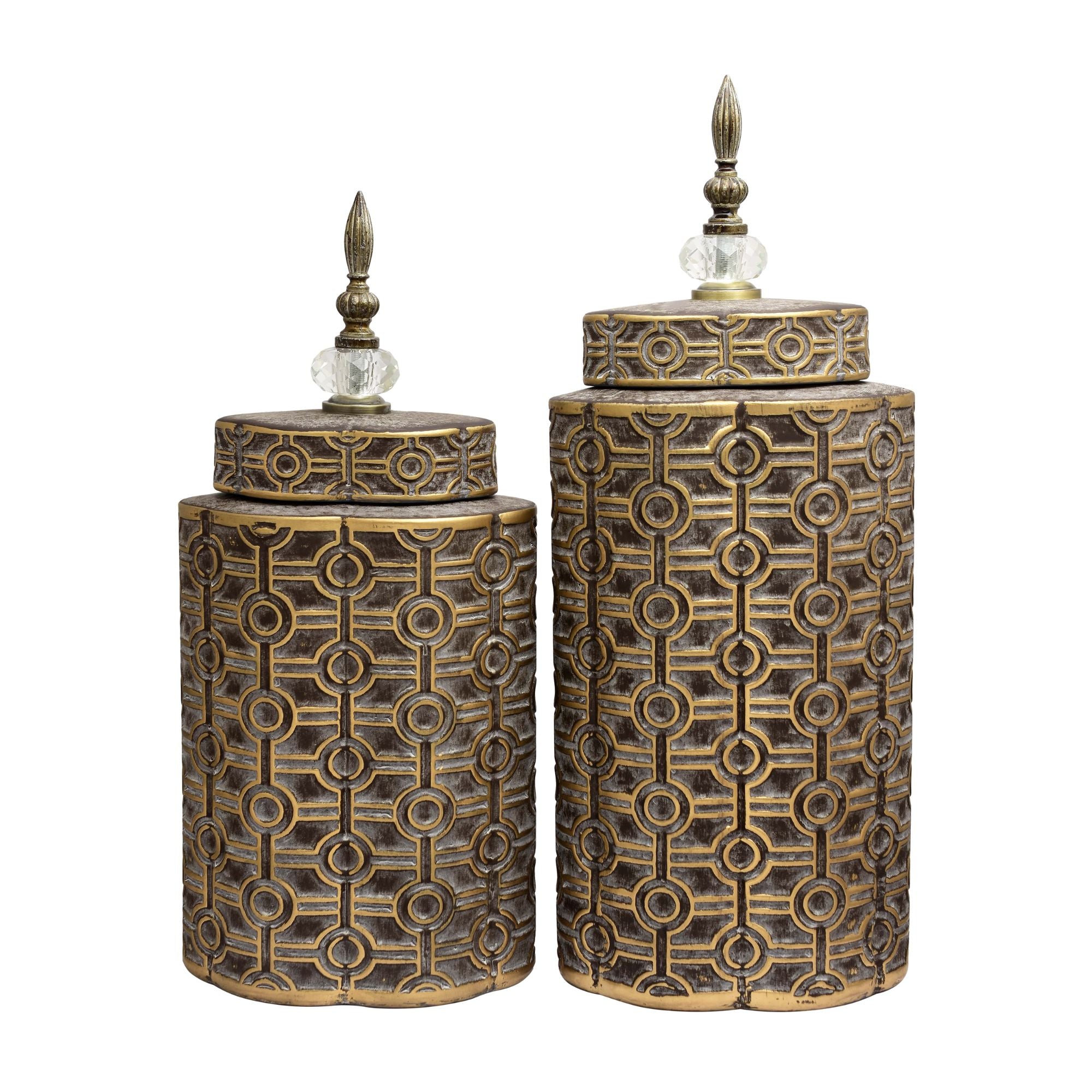 Royal Gold Geometric Dry Jars Small for Home Decor | Kasha Interior ...